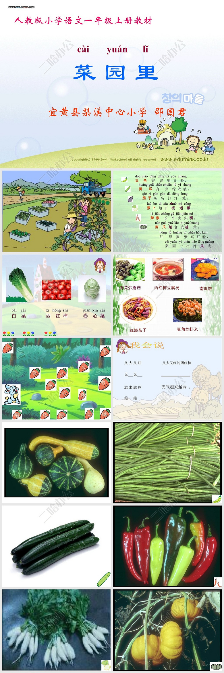 人教版小学一年级语文上册菜园里PPT 二哈办公
